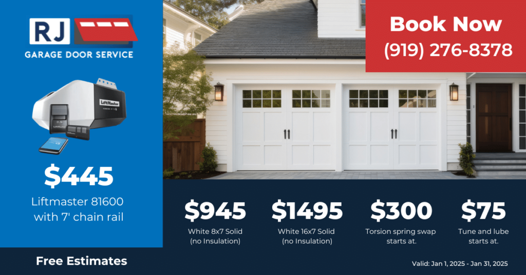 Garage Door Coupons & Deals Raleigh NC | RJ Garage Door Service